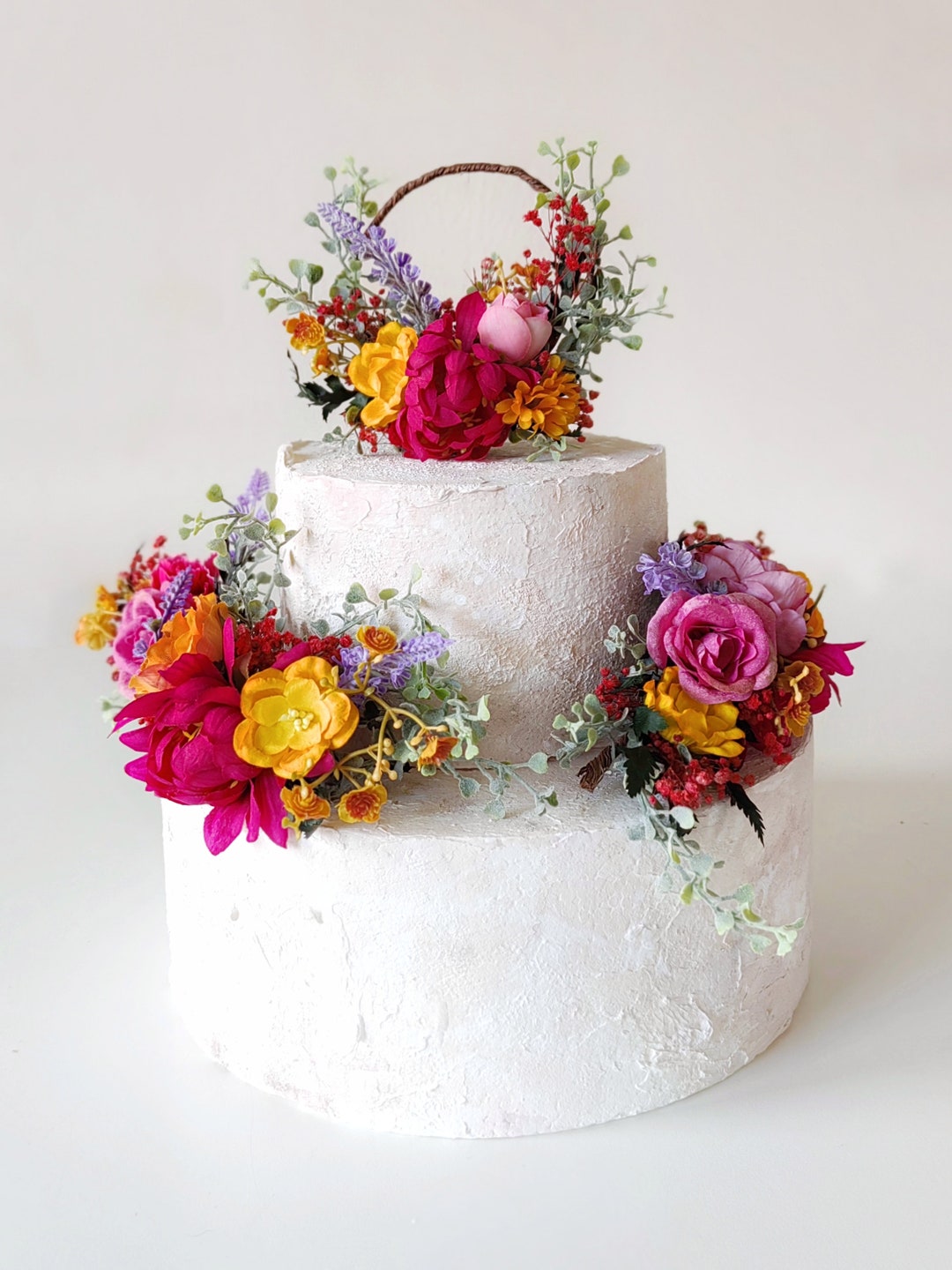 Magenta Cake Topper Summer Wedding Cake Decoration Magenta Yellow ...