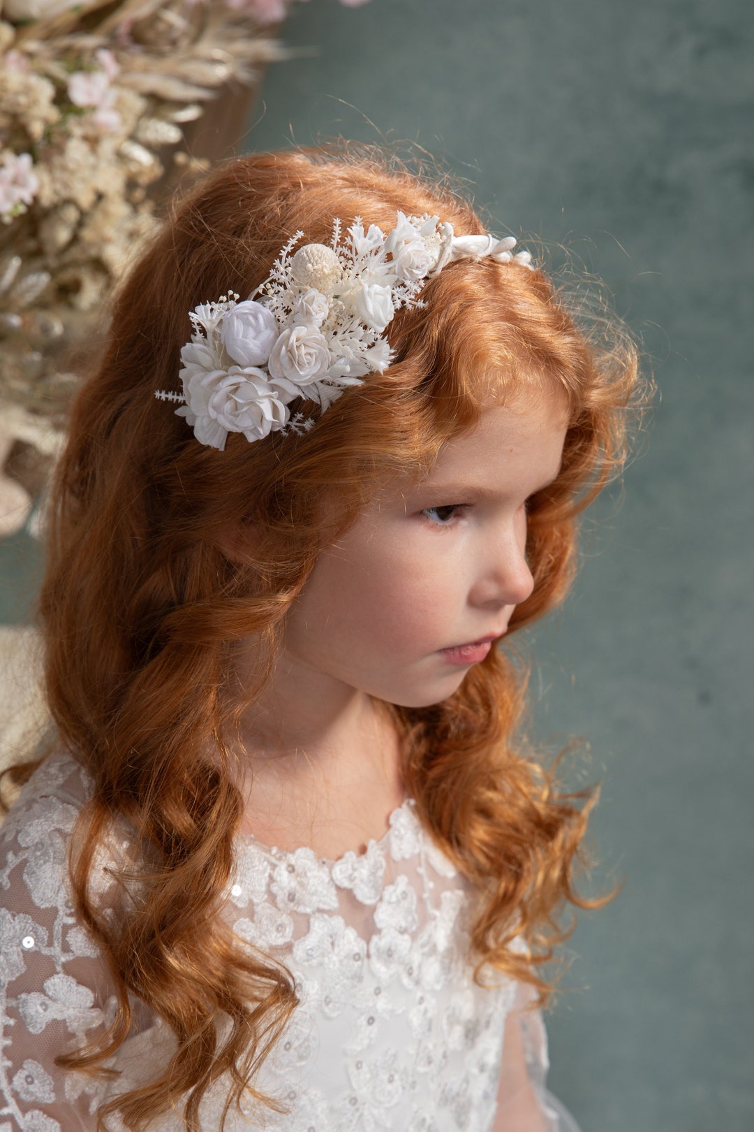 Holy Communion Headband White and Cream Flowers Floral Headband Flower ...