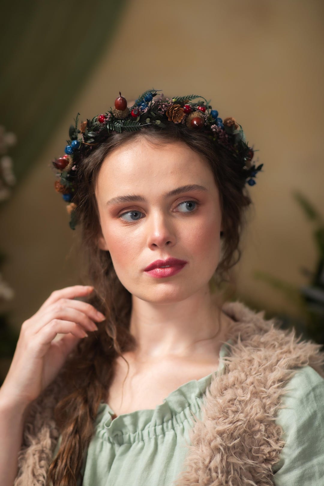 Natural Christmas Winter Wedding Woodland Wedding Christmas Hair Wreath ...