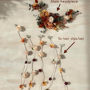 Rustic Wedding Hair Vine With Veil – Boho Bridal Hairpiece | Autumn ...