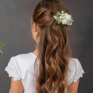 First Communion Flower Hair Clip: Rose & Pearl Barrette - Etsy
