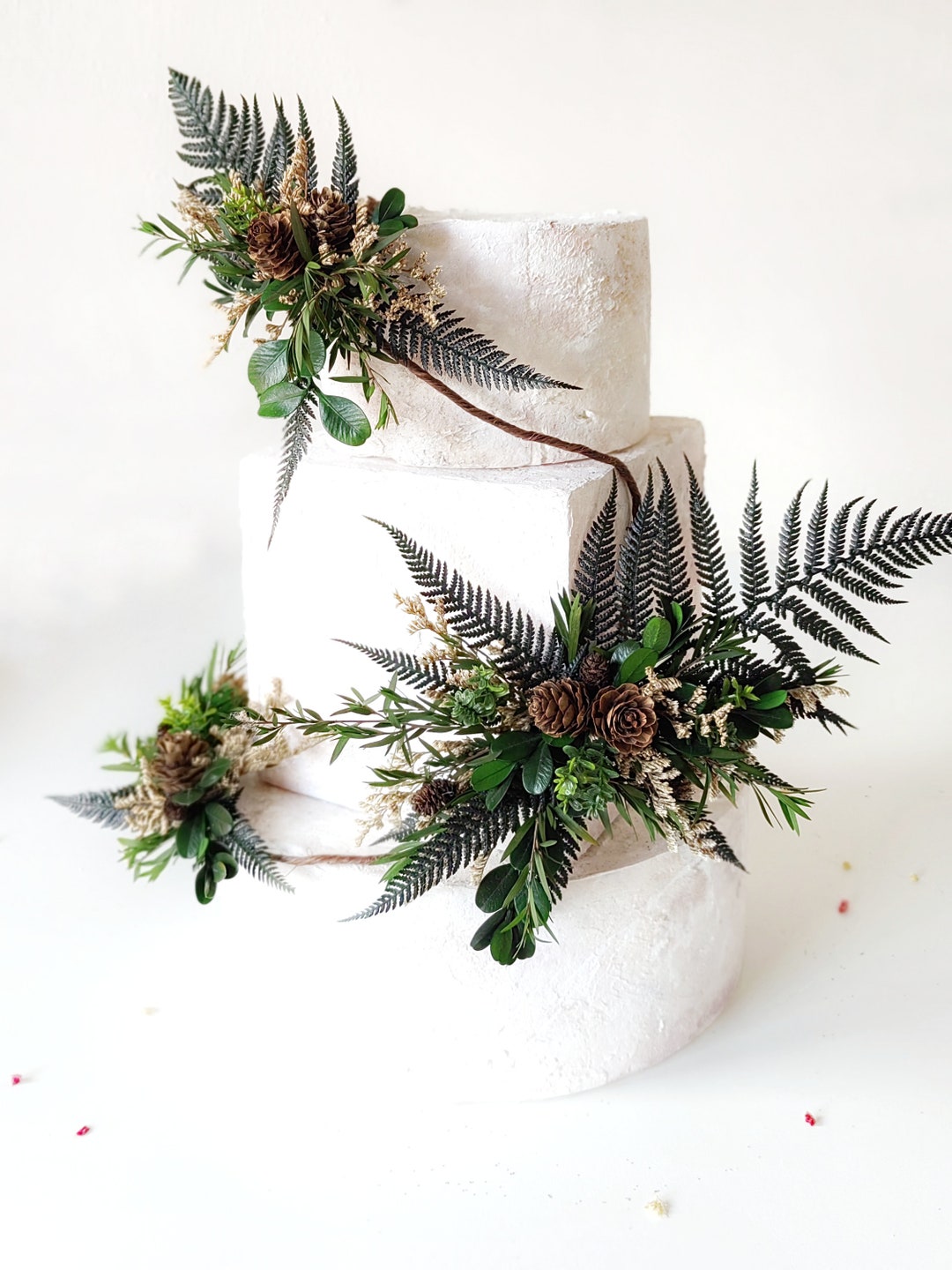 Fern Wedding Cake Topper: Woodland Flower Garland With Pine Cones - Etsy