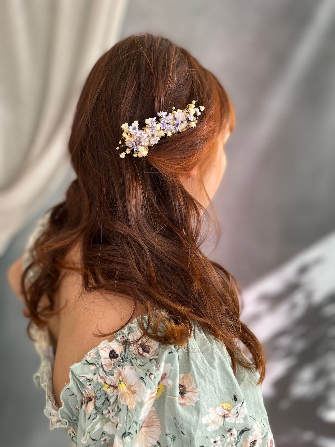 Dried Flower Hair Comb Lilac Wedding Hair Comb Light Lavender and Ivory ...