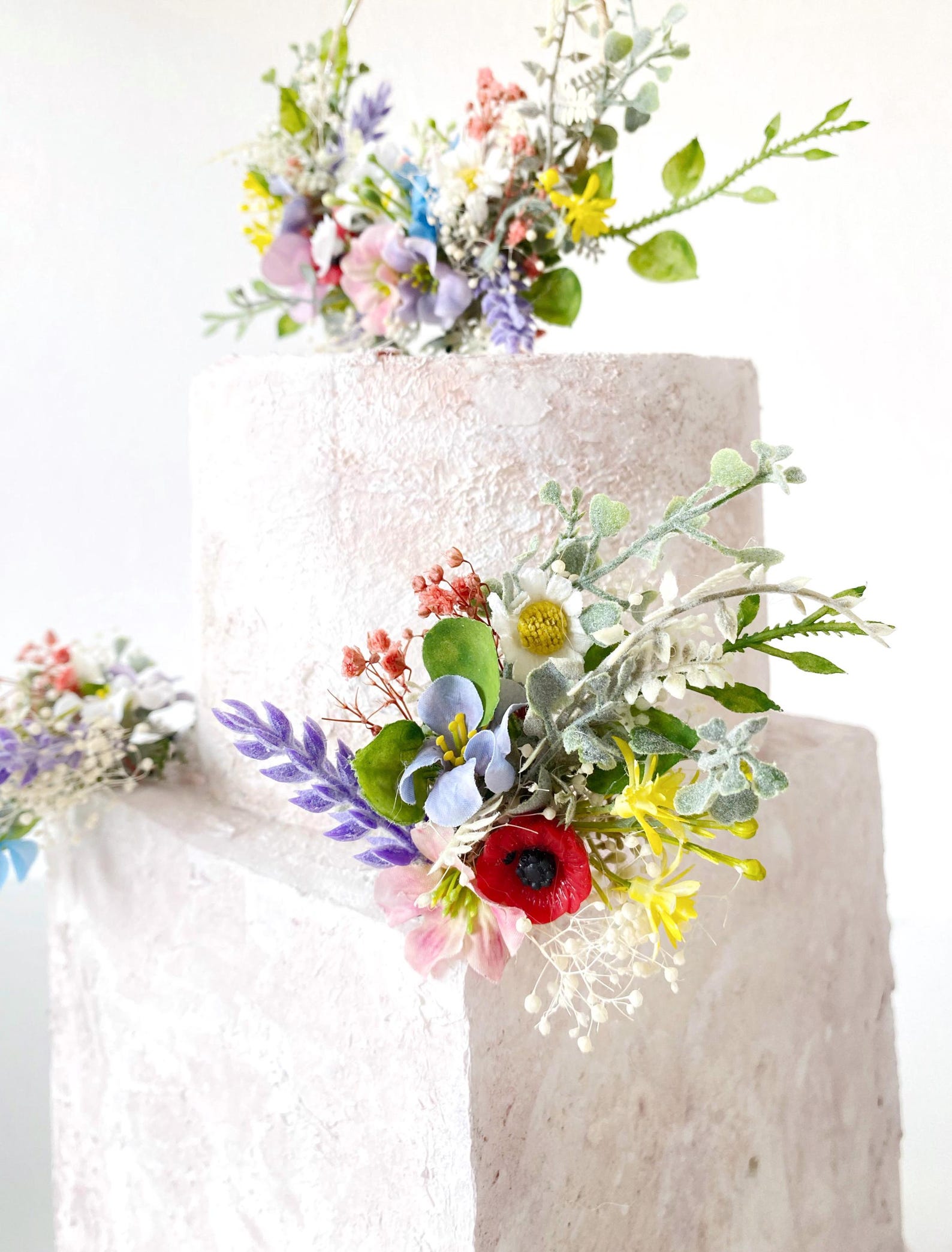 Wildflower Wedding Cake Topper Set: Boho Meadow Flowers, Artificial ...