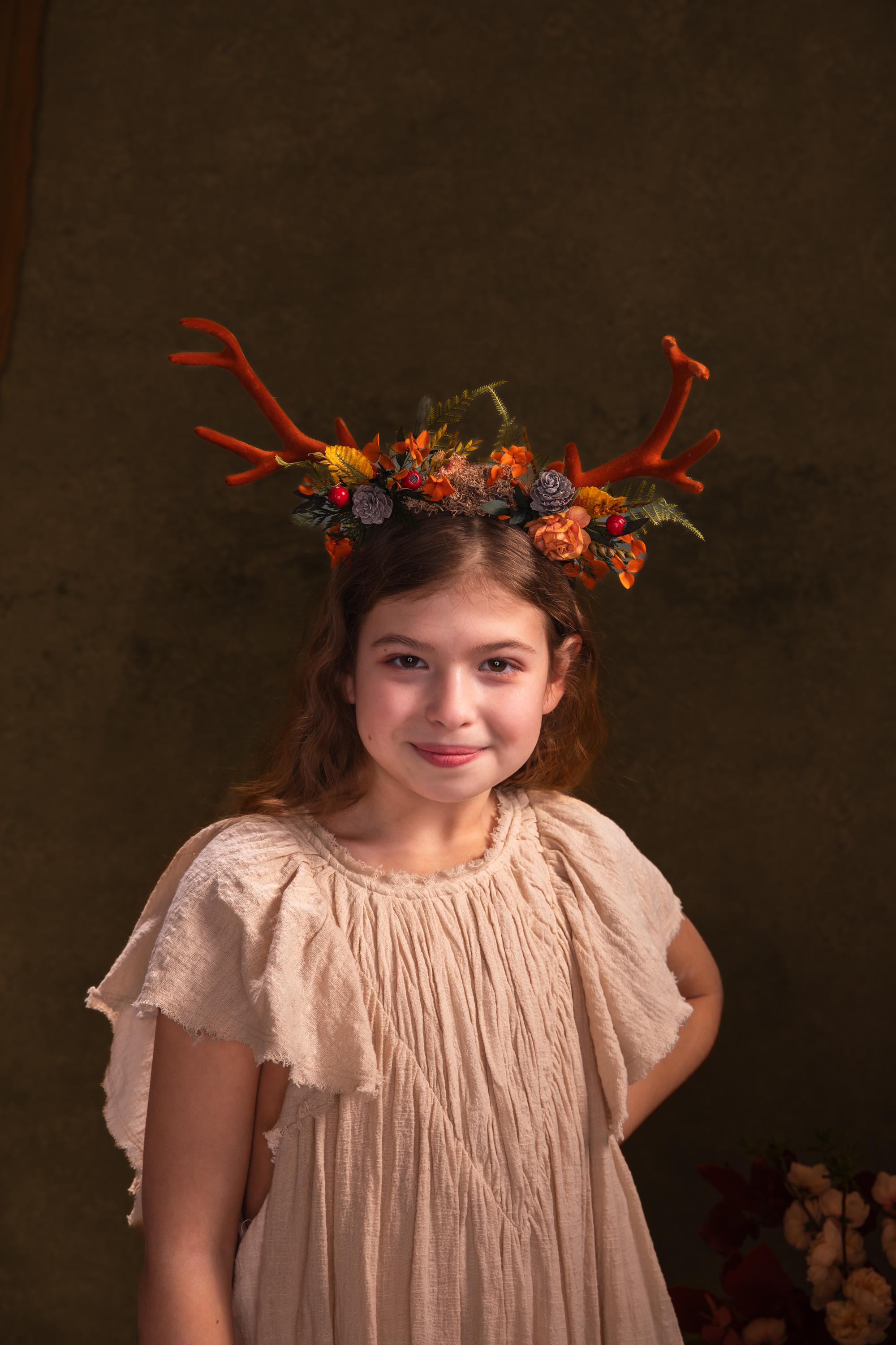 Autumn Antler Crown: Woodland Flower Headband, Pagan Festival - Etsy