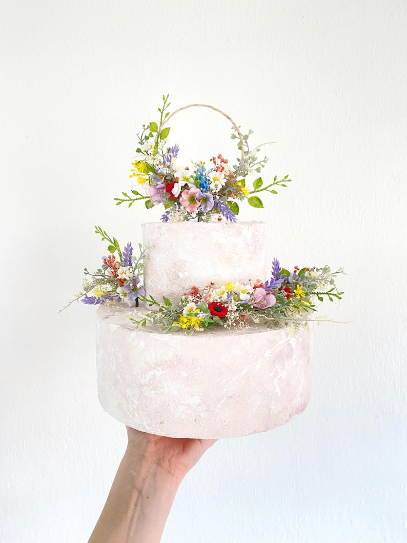 Wildflower Wedding Cake Topper Set: Boho Meadow Flowers, Artificial ...