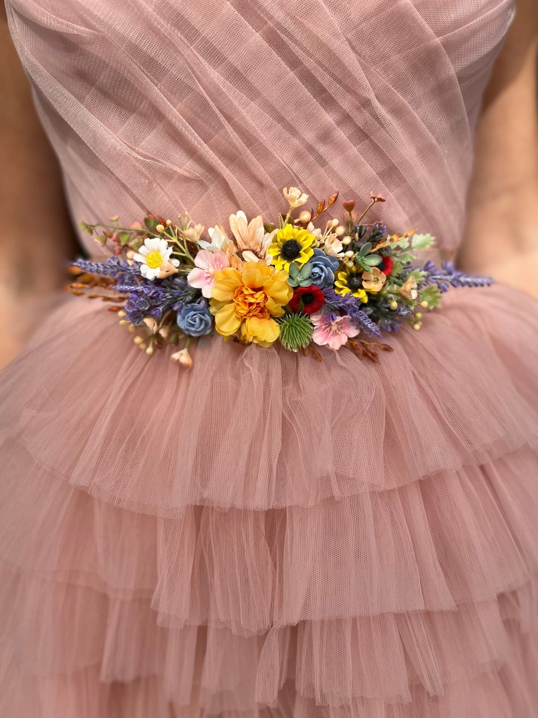 Summer Colourful Flower Belt Sunflower Daisy Wedding Belt Bridal Flower ...