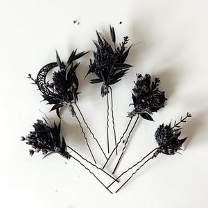 Black Flower Hair Pins: Gothic Wedding Bridal Hair Accessory - Etsy