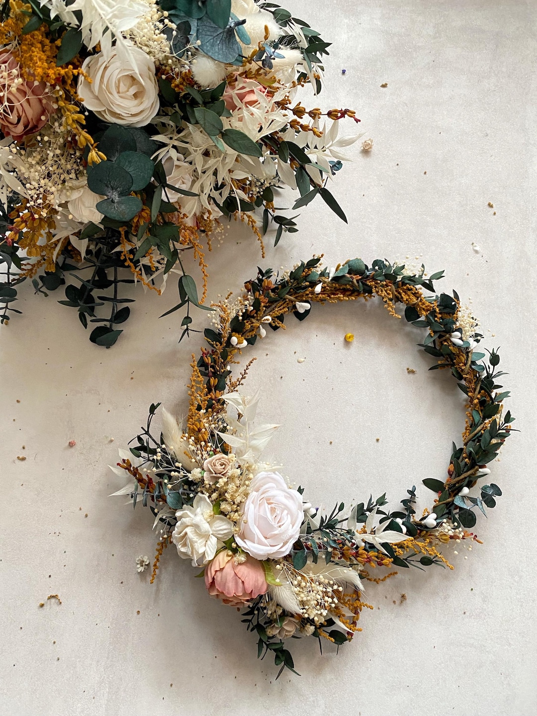 Rustic Wedding Flower Crown With Hair Comb in Earthy Tones - Etsy