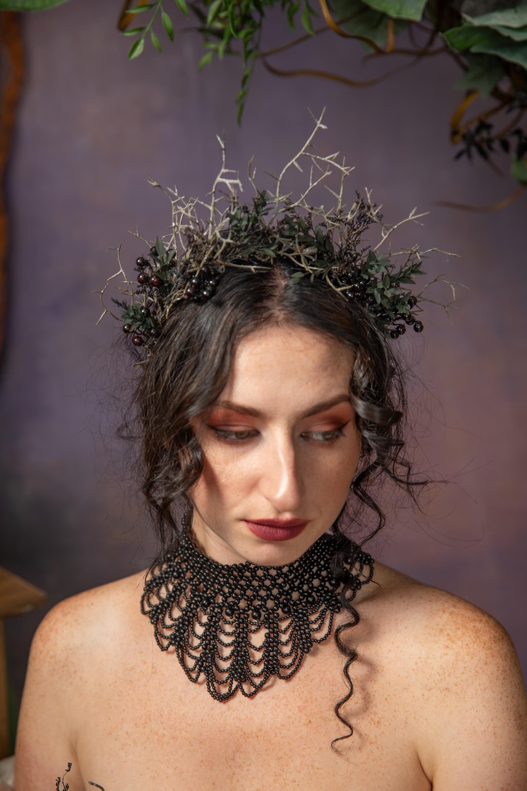 Bridal Crown Gothic Wedding Gothic Crown Woodland Wedding Black Berries ...