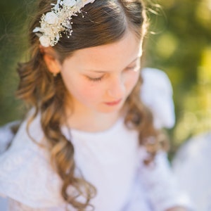 Holy Communion Flower Headband, White Roses Headpiece for Girl ...