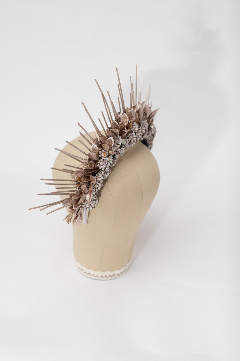 Met Gala Bridal Halo Crown Spiked Crown for Bride Rose Gold | Etsy