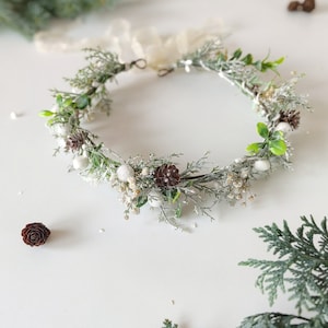 Winter Christmas Mistletoe Flower Crown, Fairy Bridal Hair Wreath ...