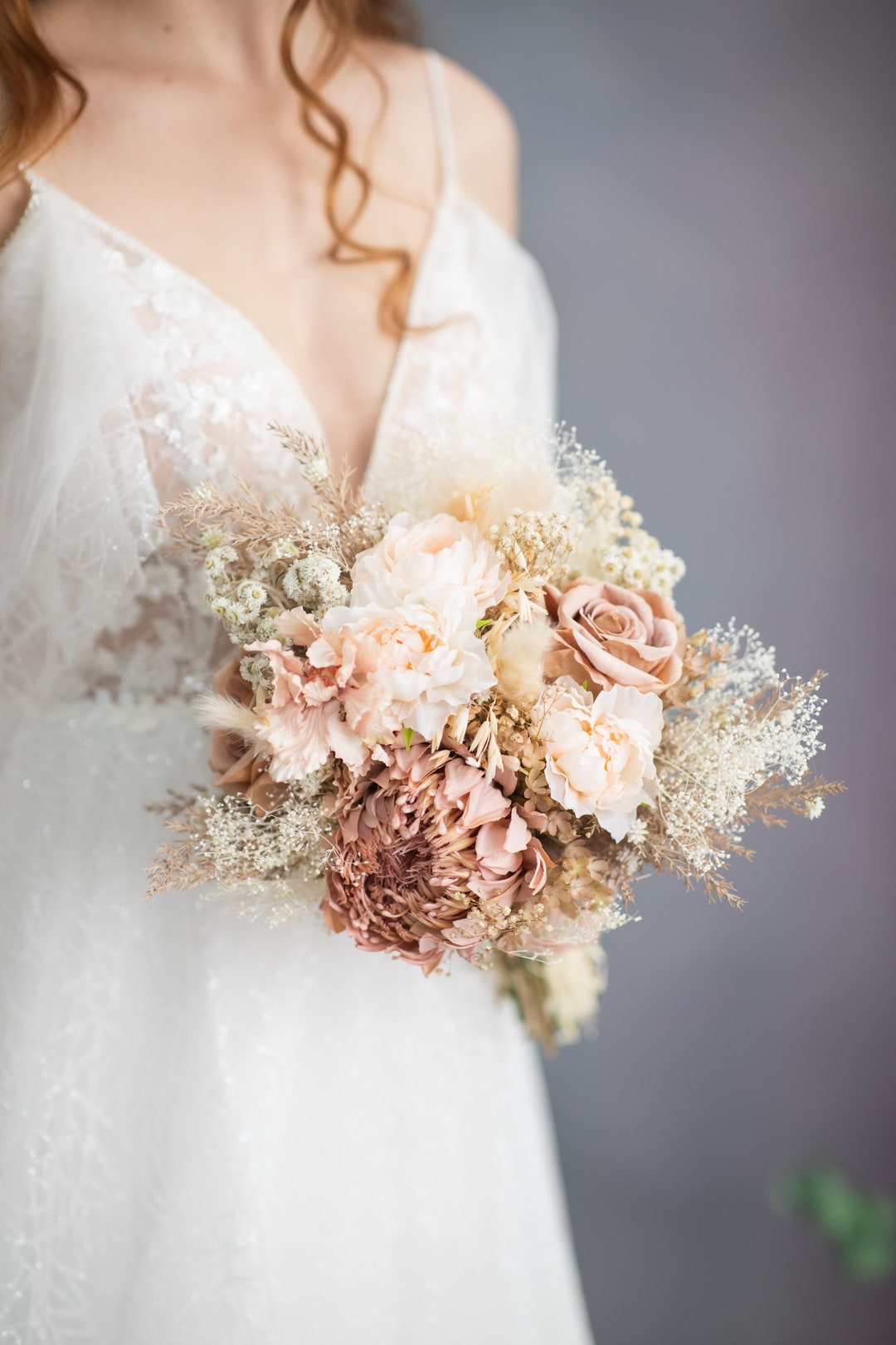 Romantic Rustic Flower Wedding Bouquet Pink and Ivory Flower Bouquet ...