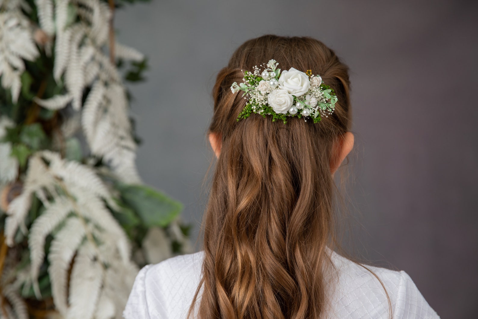 First Communion Flower Hair Clip: Rose & Pearl Barrette - Etsy