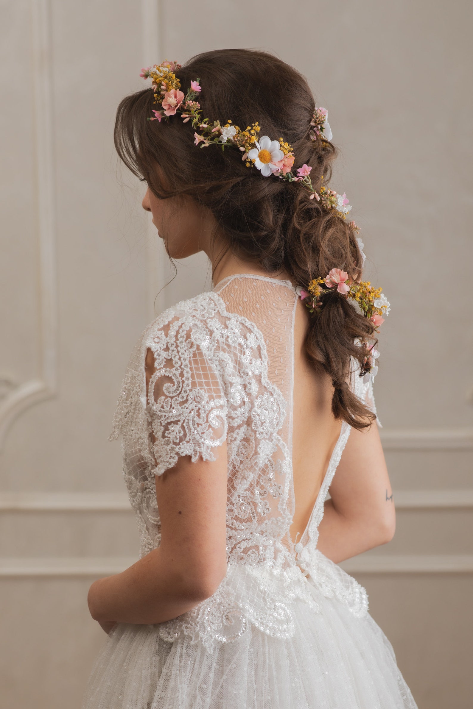 Daisy Bendable Bridal Hair Garland Wedding Flower Garland - Etsy UK