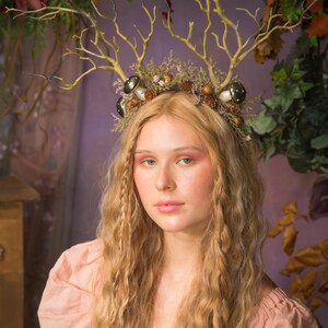 Mushroom Antler Crown: Woodland Fairy Headband, Pagan Costume - Etsy