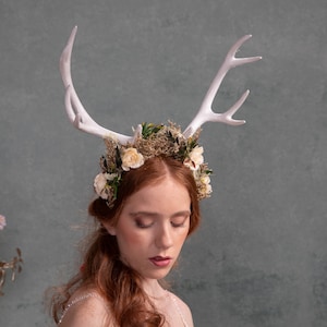 Halloween Deer Antler Crown: Black Flower Horn Headband - Etsy