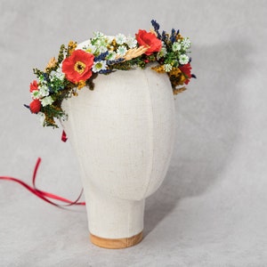 Folk Crown With Poppy Flower and Ear of Wheat Colourful Wreath Flower ...