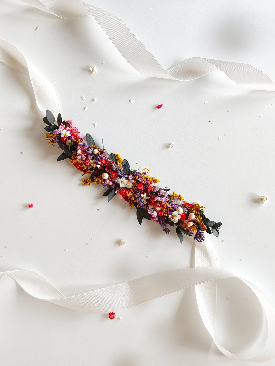 Wildflower Bridal Belt: Preserved Meadow Flowers, Garden Wedding ...