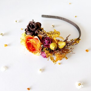 Autumn Flower Headband Fall Wedding Headpiece With Pears Bridal ...