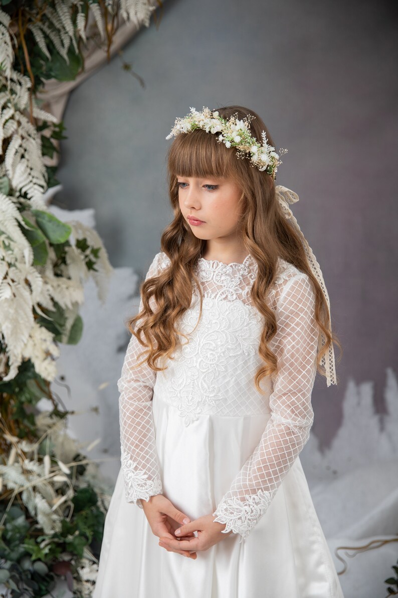 Communion Flower Crown Natural Flower Girl Wreath Wedding - Etsy