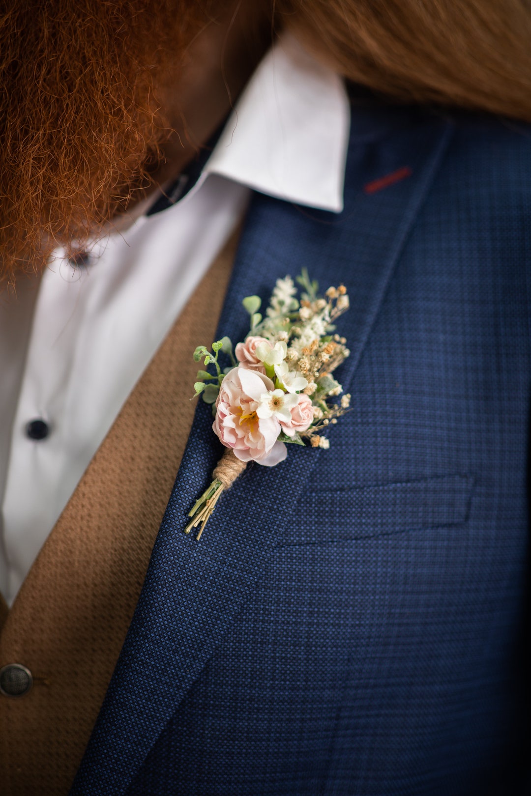 Blush Pink Flower Boutonniere: Romantic Wedding Groom Corsage - Etsy