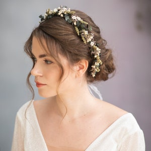 Greenery Wedding Flower Hair Crown Dried Bridal Headpiece Eucalyptus ...