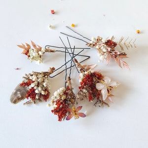 Hairpins With Bees Terracotta Flowers Glam Headpiece Terracotta and ...