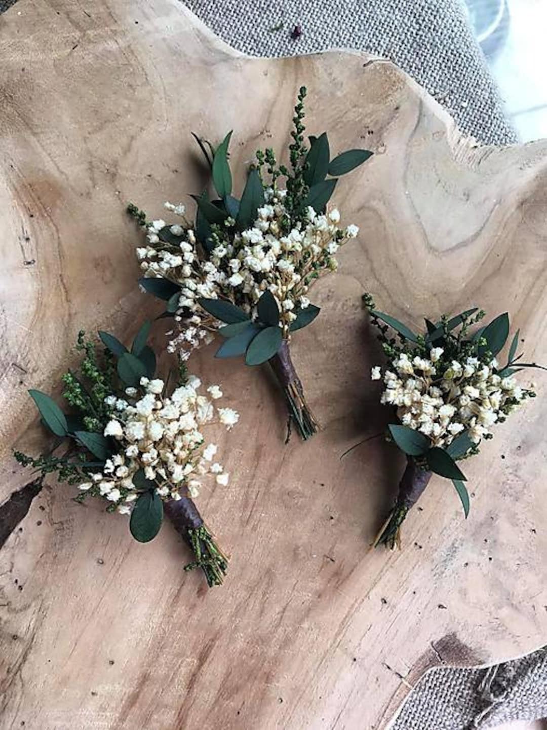 Greenery Wedding Buttonhole Natural Groom Accessories Baby's Breath ...