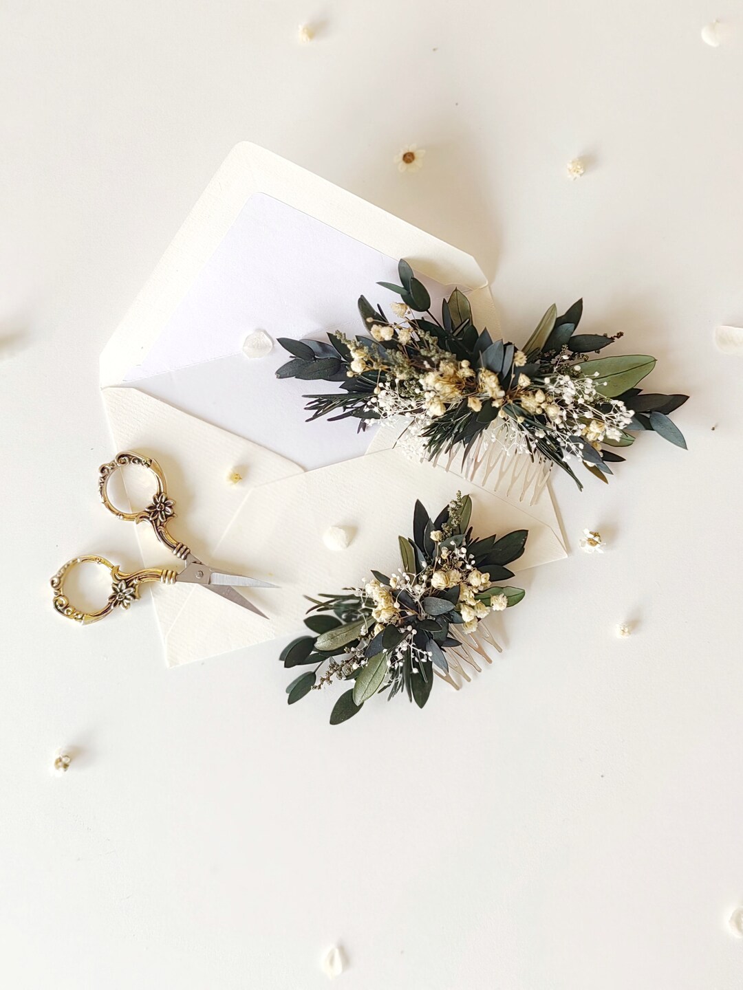 Greenery Wedding Hair Comb: Baby's Breath, Rosemary & Olive Leaves - Etsy