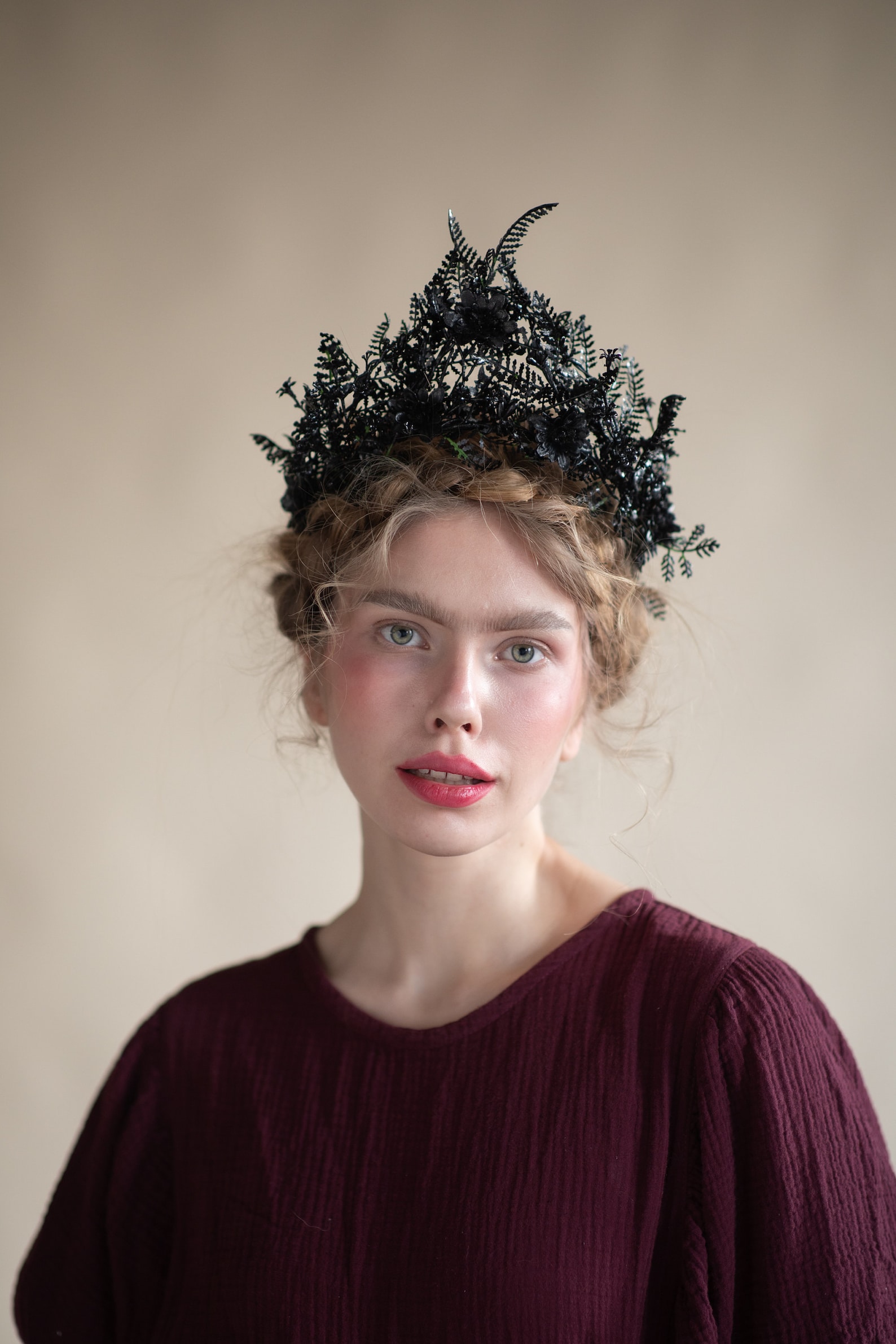 Black Wedding Crown Evil Queen Crown Halloween Flower Crown - Etsy