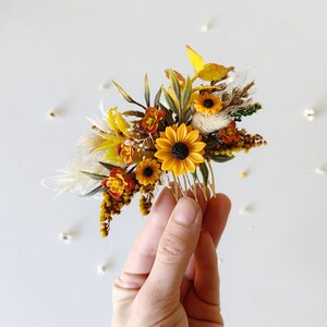 Sunflower Hair Comb Yellow Bridal Hair Comb Summer Wedding Bridal Hair ...