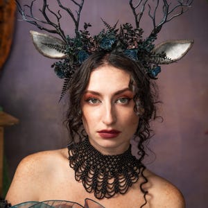 Black Fairy Crown Black Pagan Crown Horns Crown Antlers Crown Deer ...