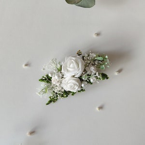 First Communion Flower Hair Clip: Rose & Pearl Barrette - Etsy