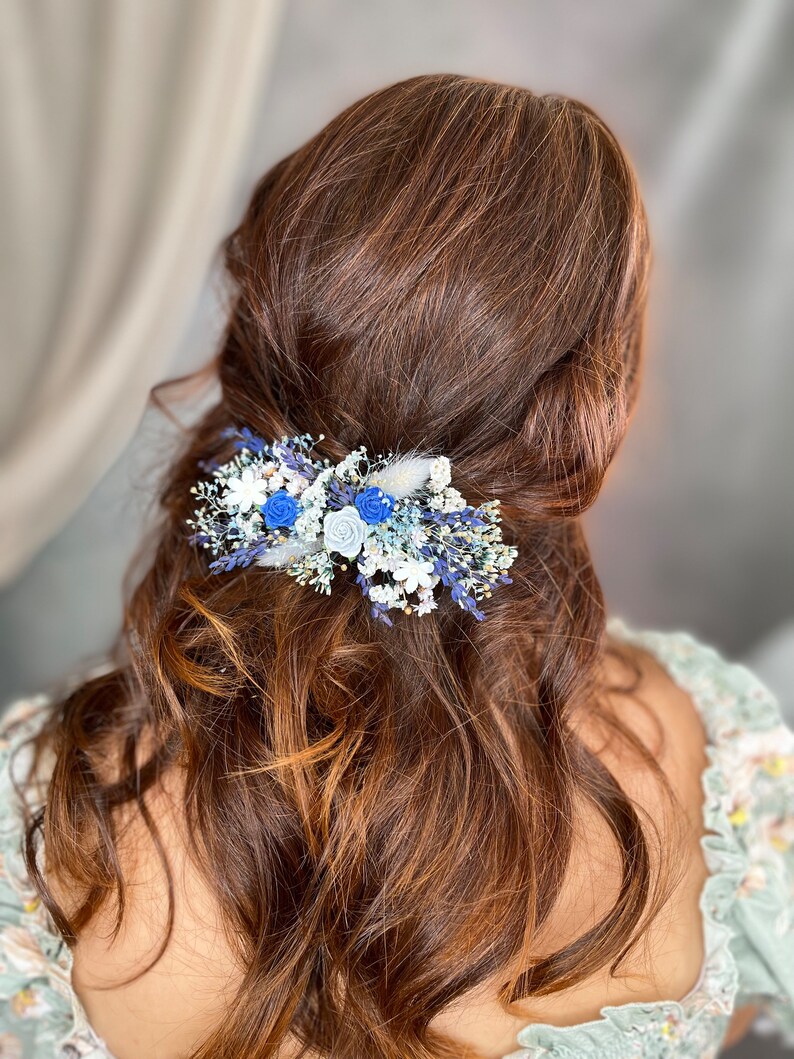 Blue Flower Hair Clip: Bridal Wedding Barrette - Etsy