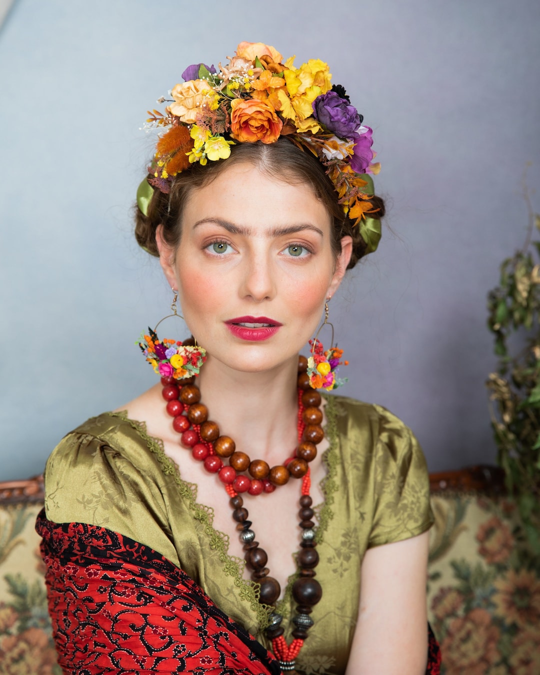 Autumn Frida Kahlo Headband Fall Wedding Yellow and Orange Bridal ...