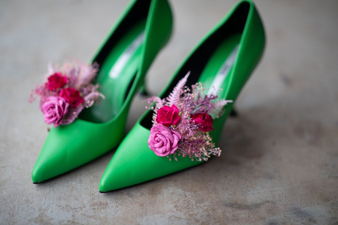 Pink Flower Shoe Clips: Handmade Wedding Bridal Accessories - Etsy