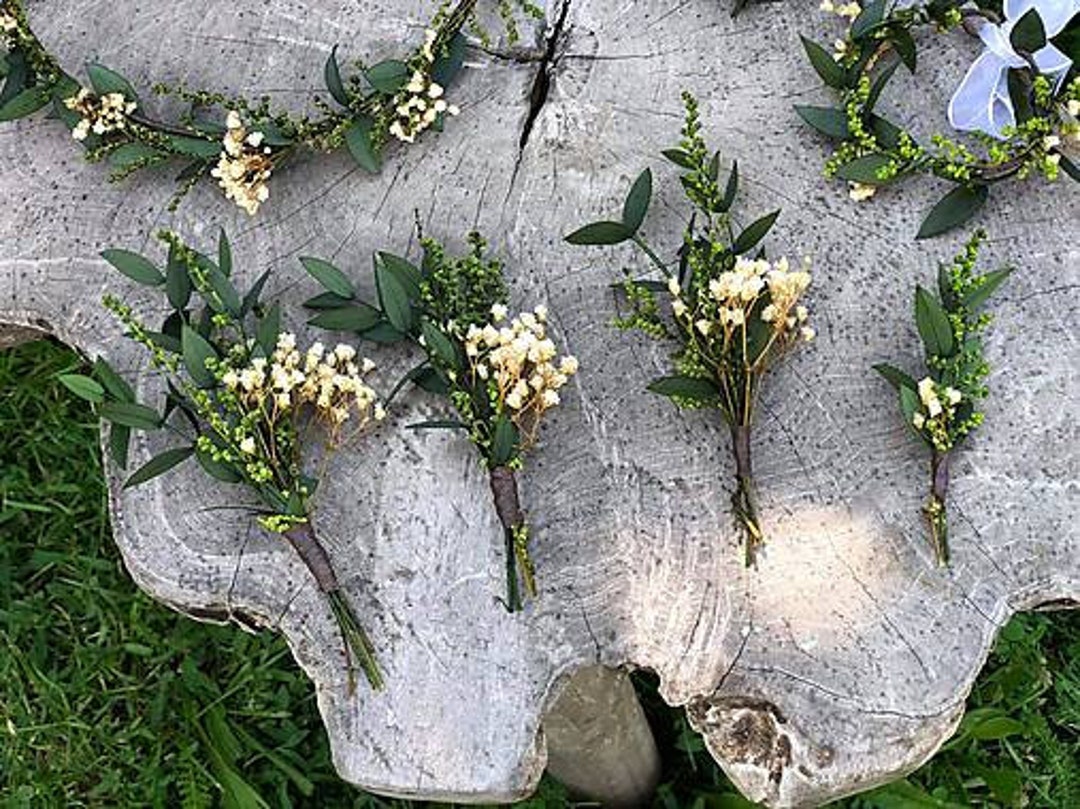Greenery Wedding Buttonhole Natural Groom Accessories Baby's Breath ...