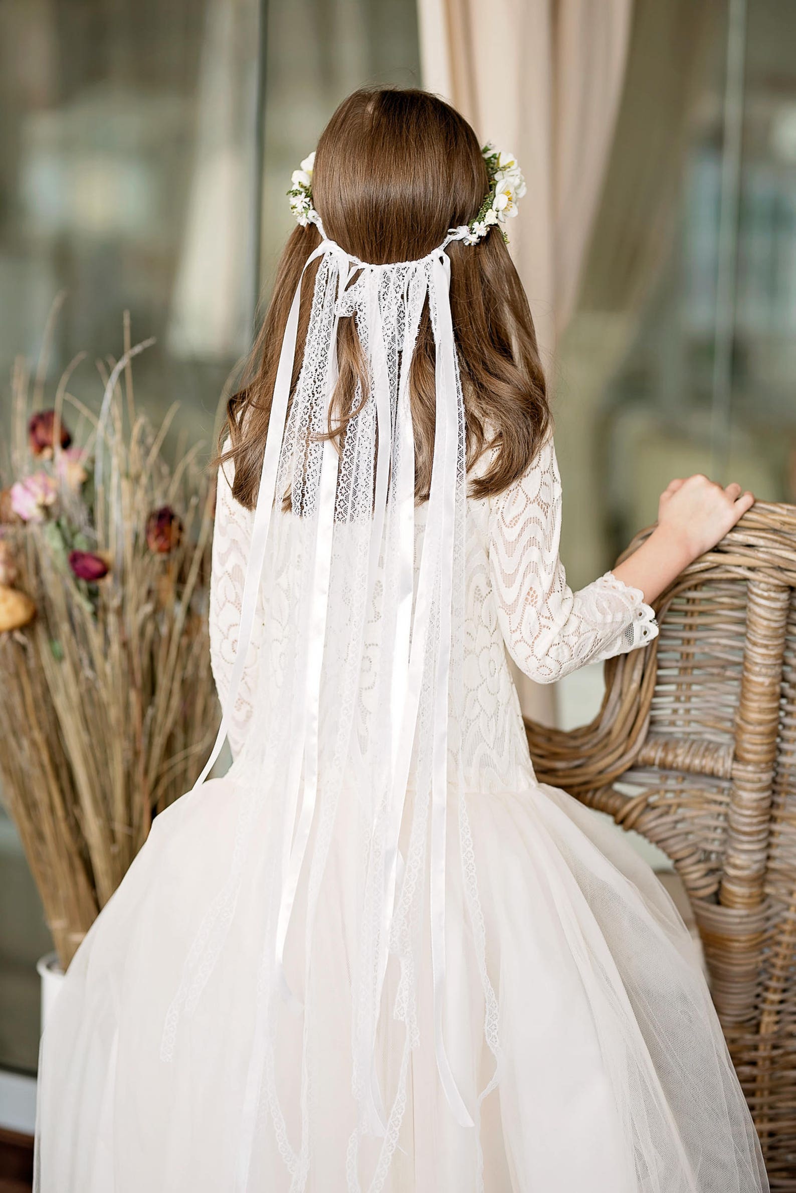 First Holy Communion Head Wreath With Veil Magaela Accessories - Etsy