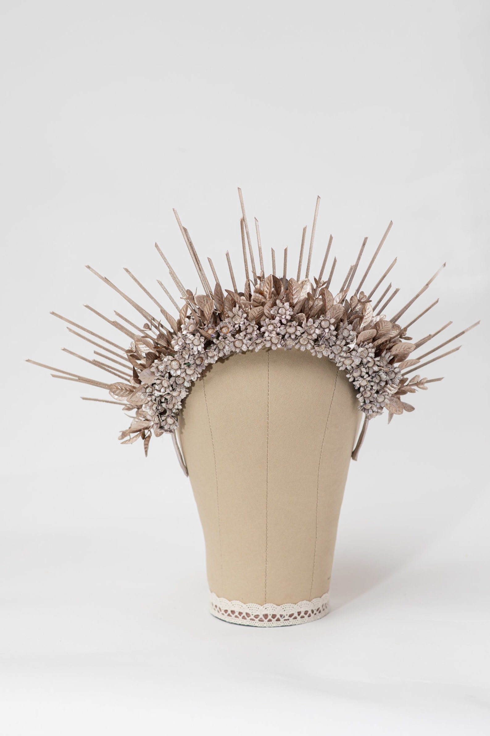 Met Gala Bridal Halo Crown Spiked Crown for Bride Rose Gold | Etsy