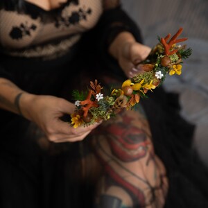 Halloween Hair Crown With Antlers Autumn Flower Crown Fall Accessories ...