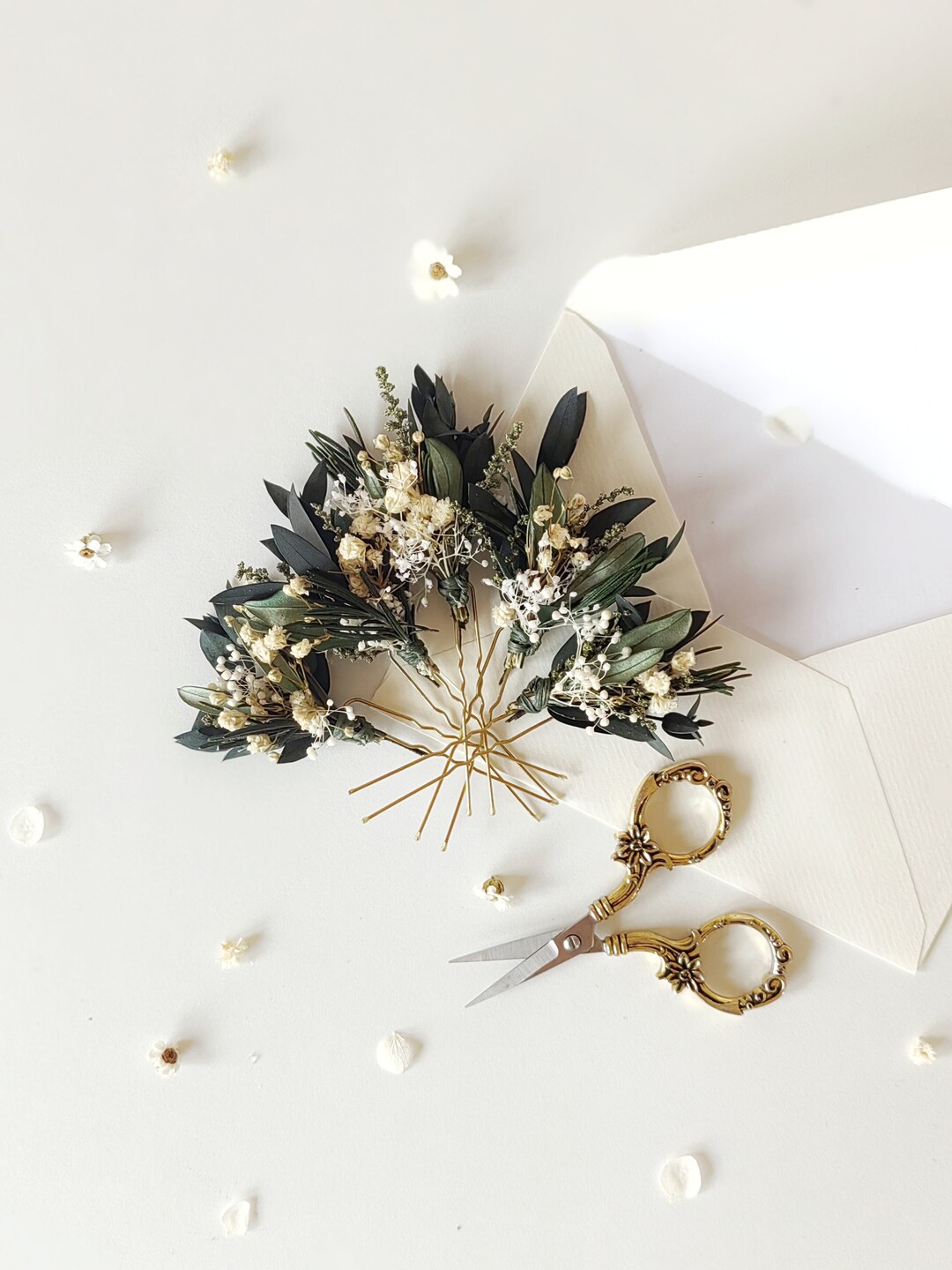 Greenery Bridal Hair Pins: Eucalyptus, Baby's Breath, Rosemary - Etsy