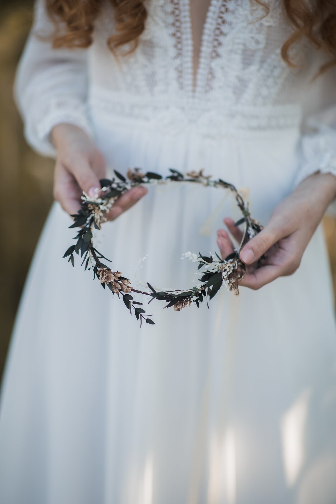 Greenery Wedding Crown: Preserved Eucalyptus Flower Headpiece - Etsy