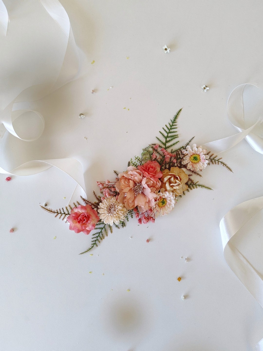 Summer Flower Belt Summer Wedding Blush Orange Flowers Peach Tones Boho ...