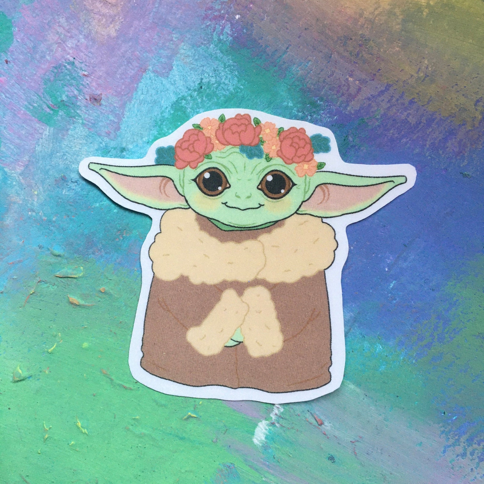 Baby Yoda Grogu Flower Crown Sticker Mandalorian / Cute - Etsy España