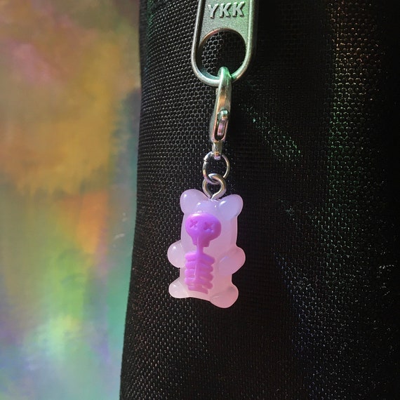 PINK Skelegummie Zipper Pull & Dust Plug Skeleton Gummy Bear - Etsy