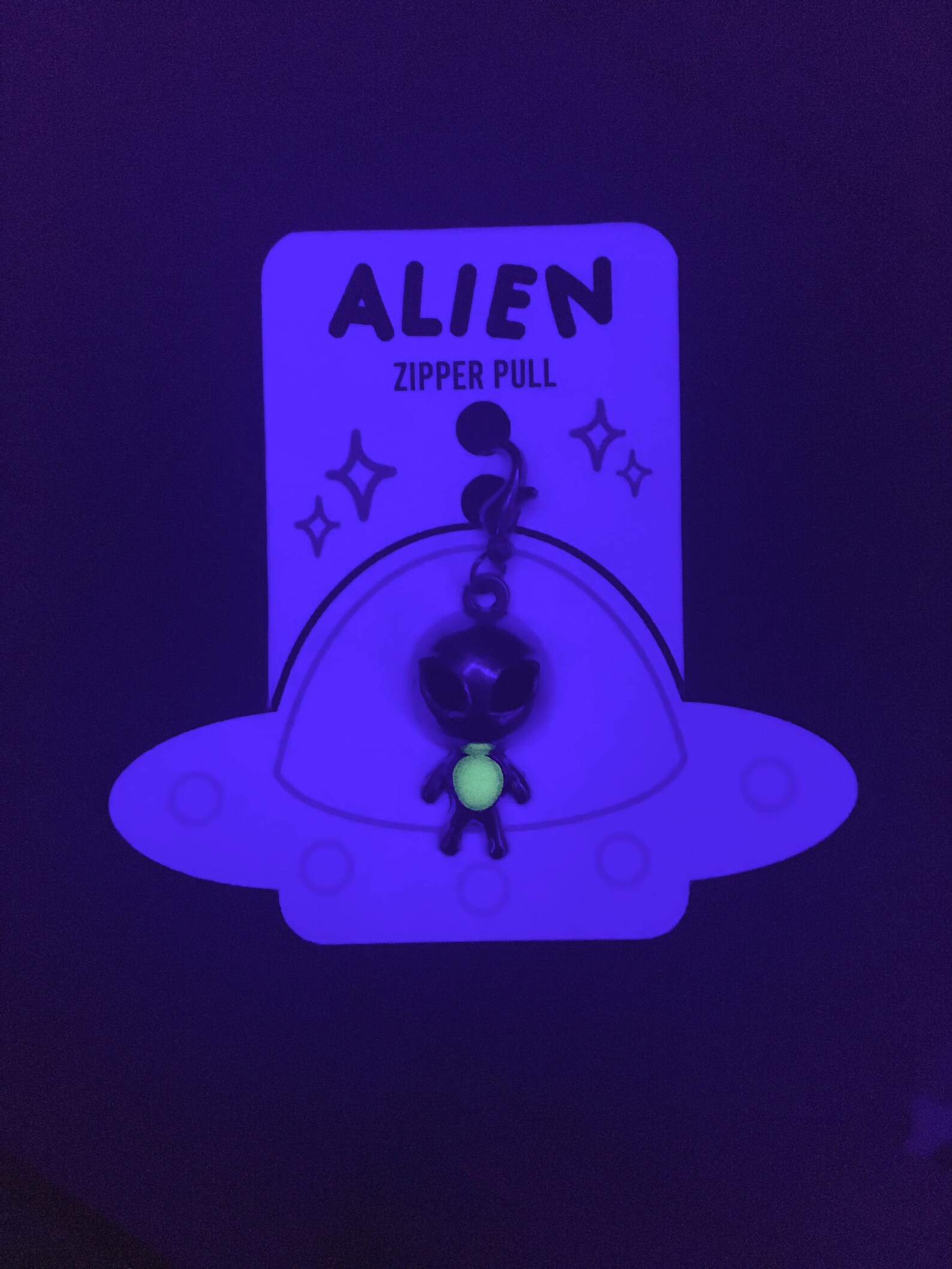 Space Alien Zipper Pull Glow in the Dark Keychain Galaxy - Etsy