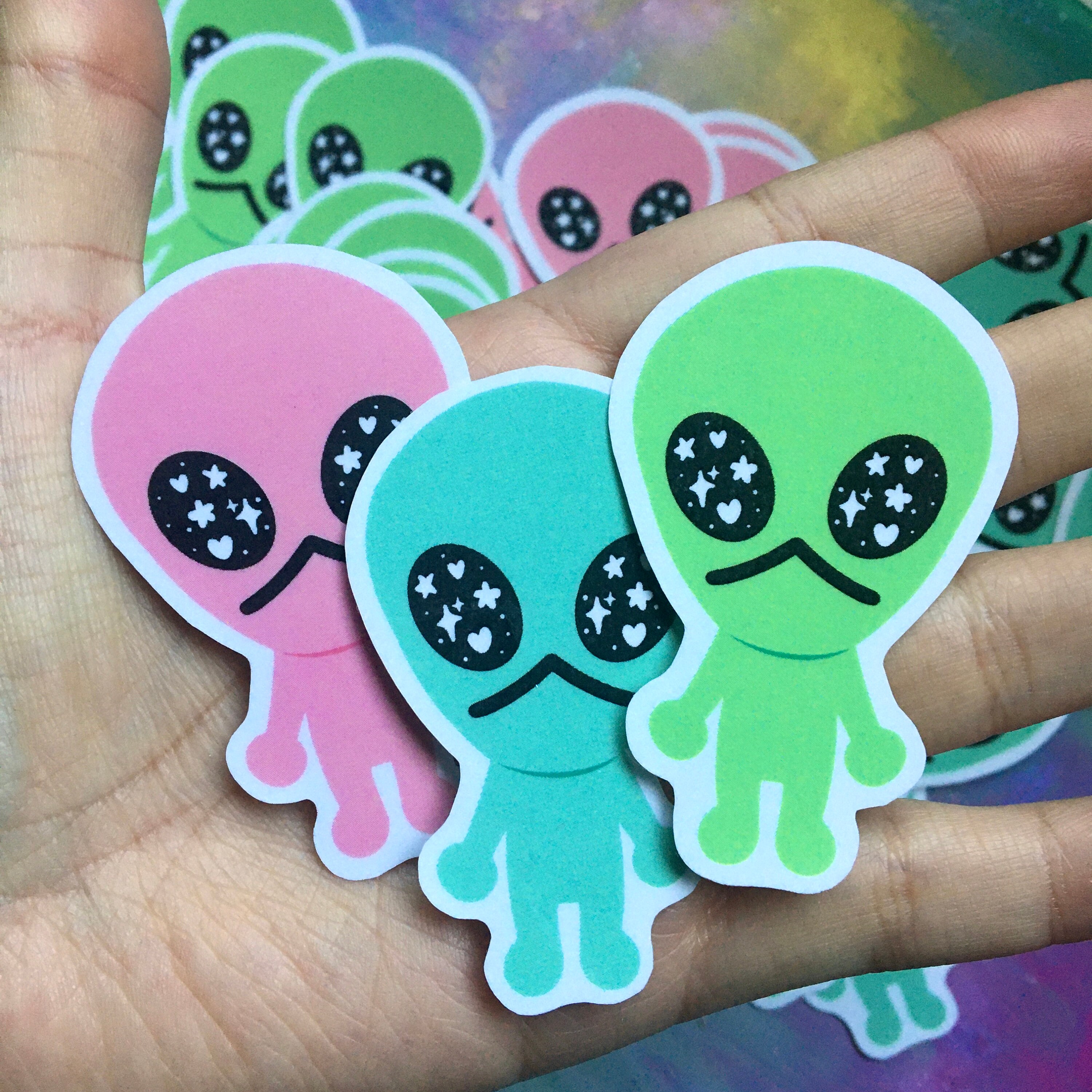 Alien Buddy Sticker 2.5in Pink Mint Grün Sammle sie alle | Etsy
