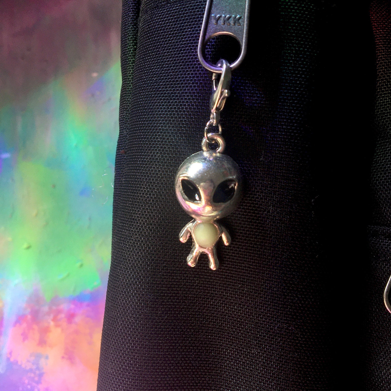Space Alien Zipper Pull Glow in the Dark Keychain Galaxy - Etsy